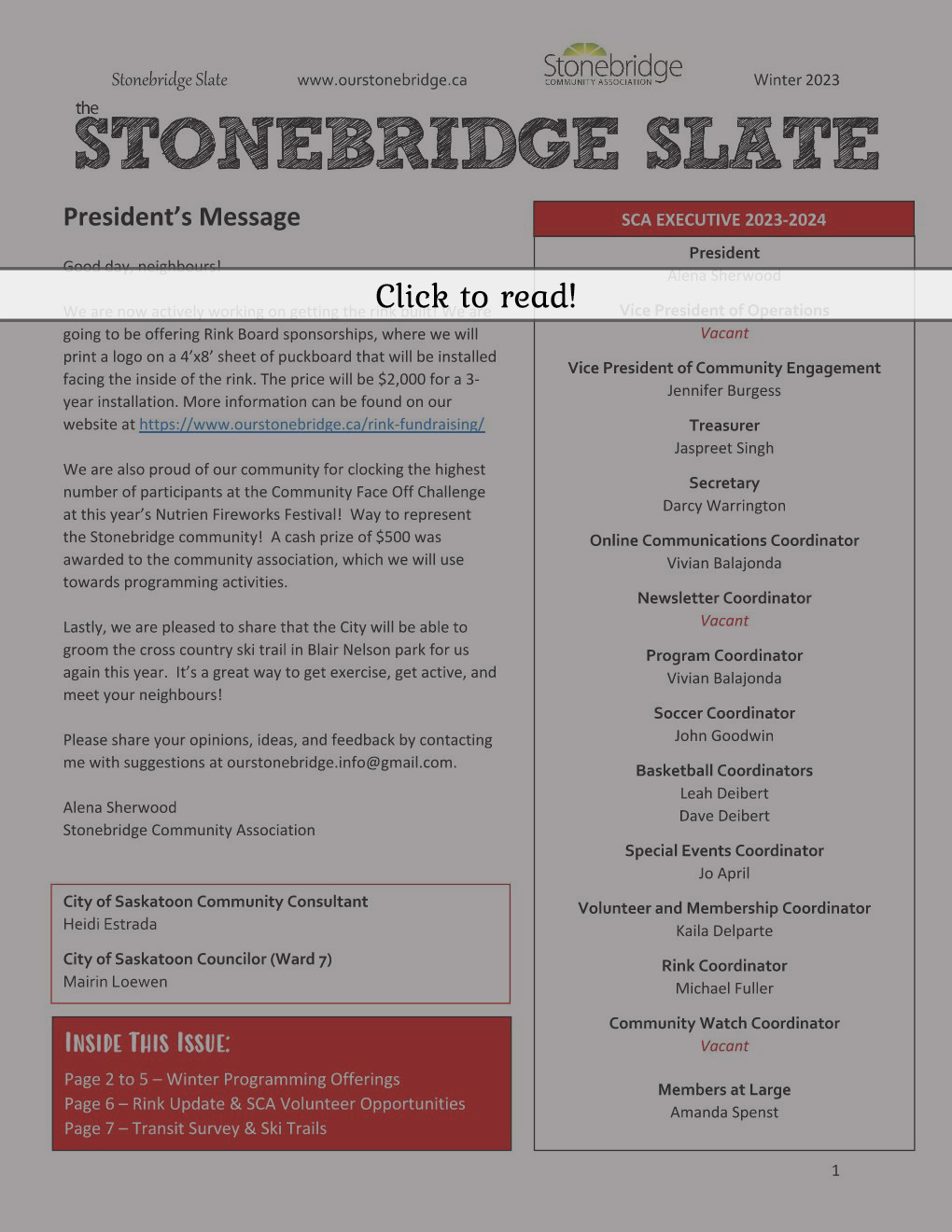 Newsletters – Stonebridge Community Association